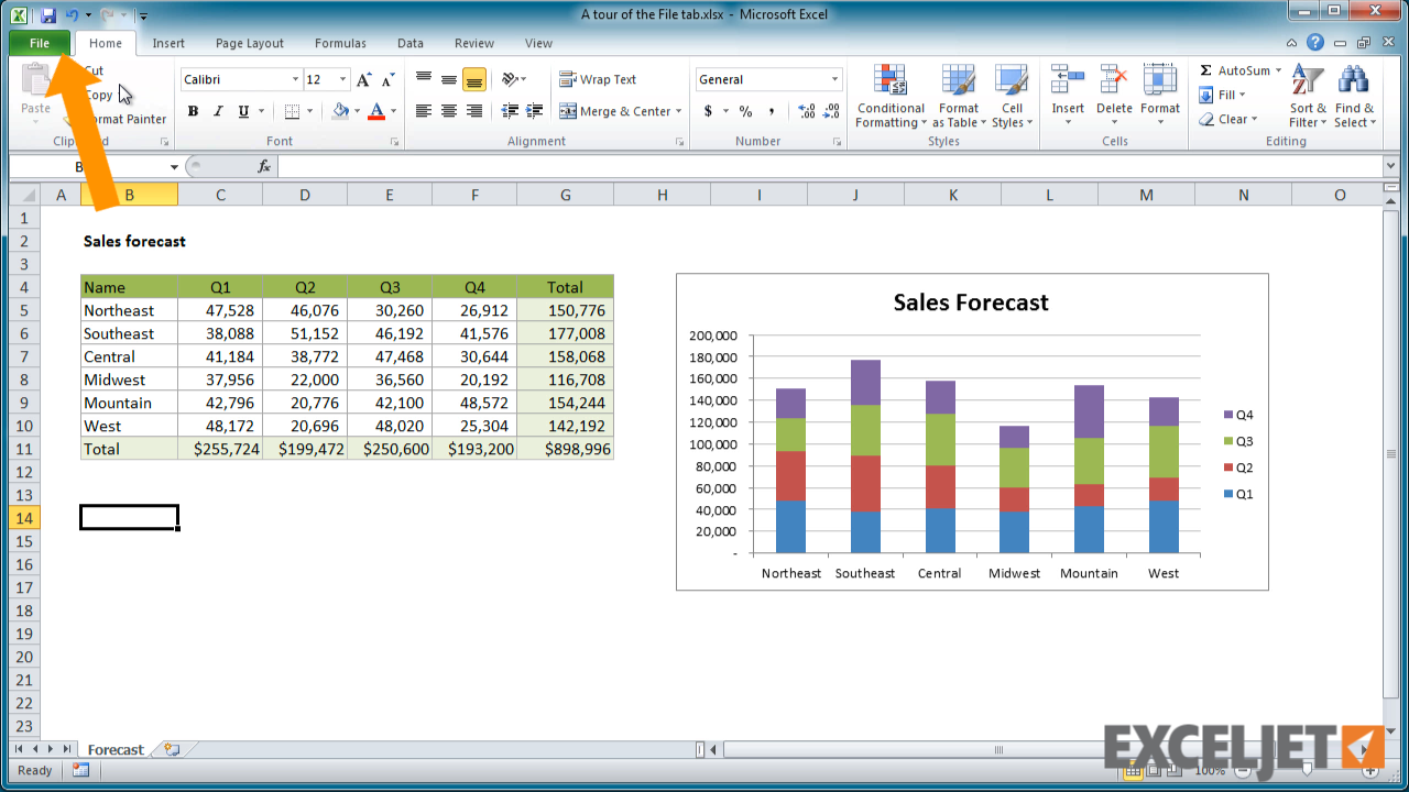 Excel Tutorial A Tour Of The File Tab